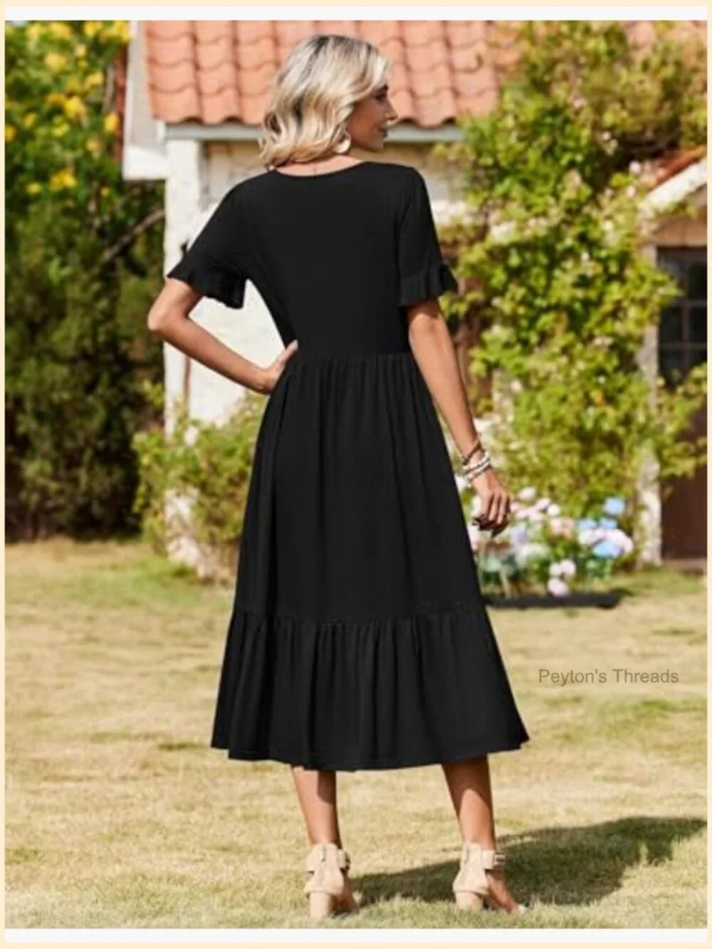 Dresses | Womens Casual Midi Dress Flowy Sundress Ruffle Short Sleeve ...
